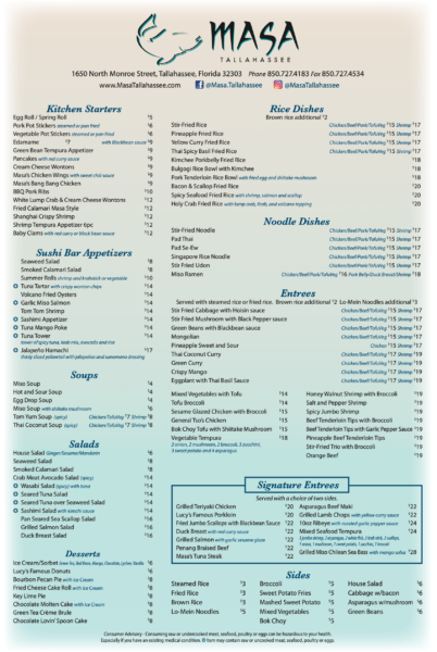 The Menu | MASA Tallahassee