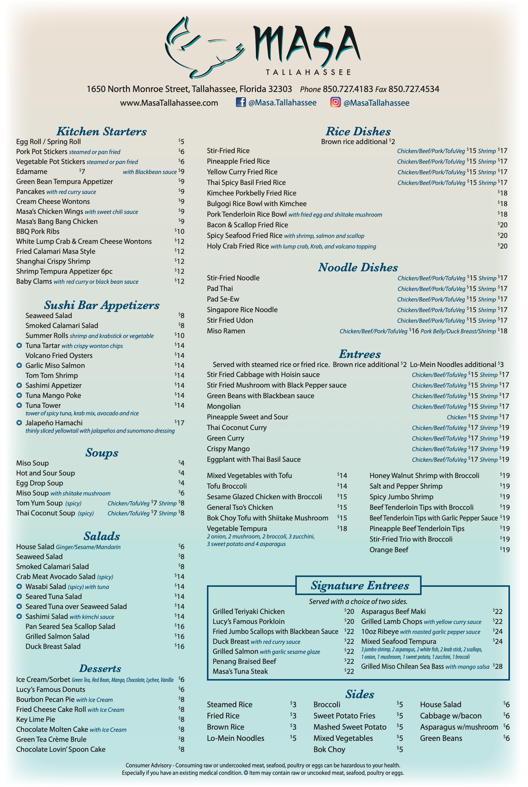 The Menu | MASA Tallahassee