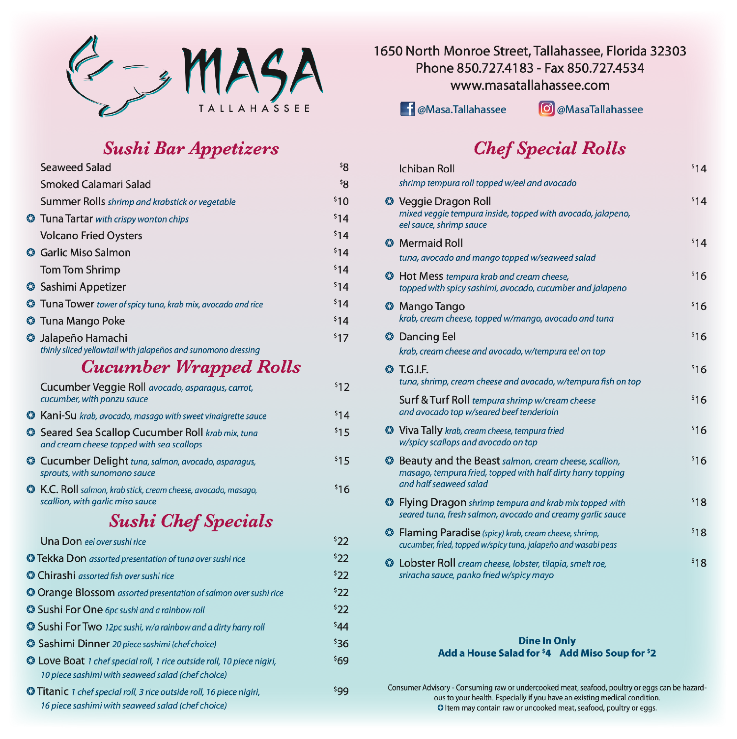 The Menu | MASA Tallahassee