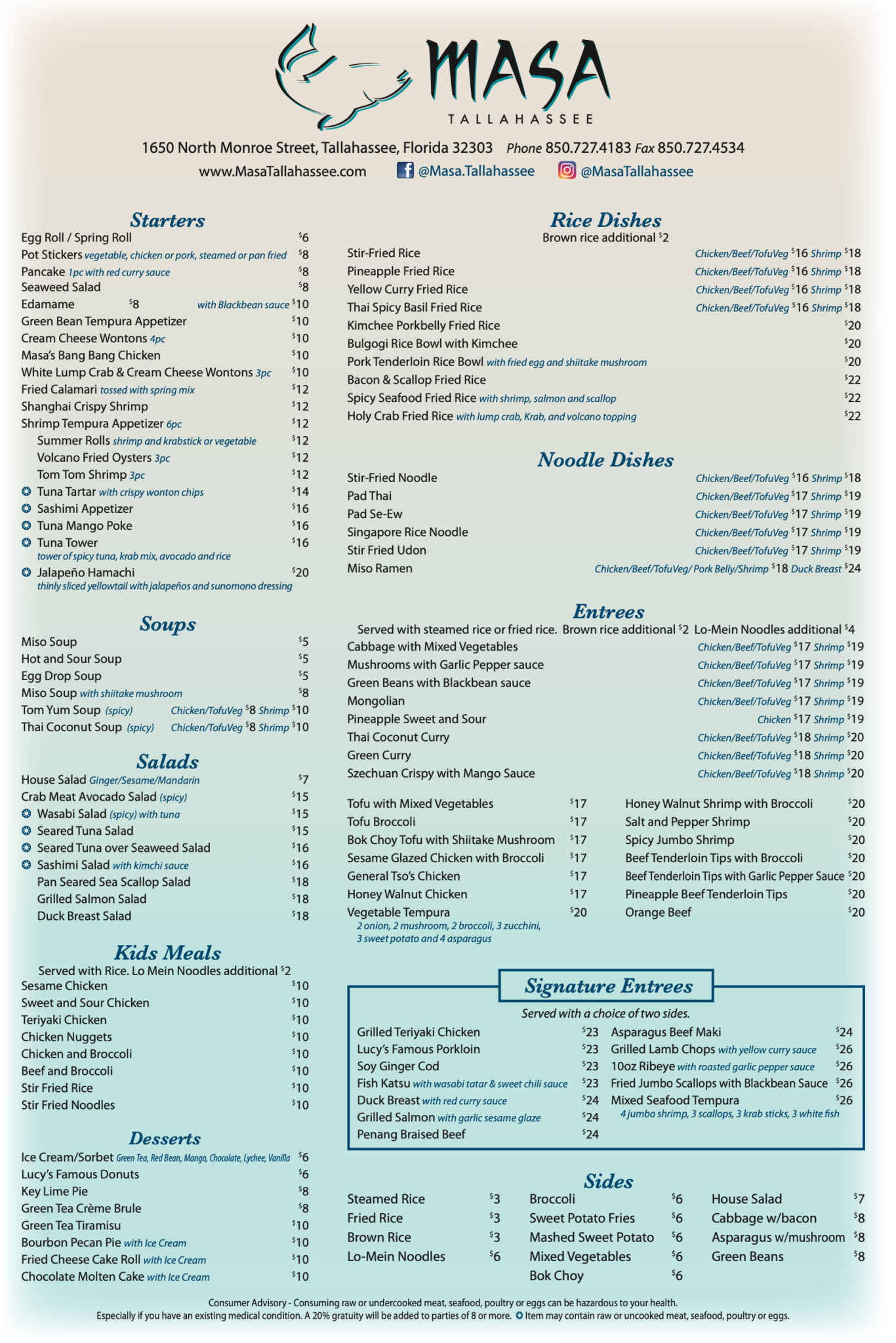 The Menu | MASA Tallahassee