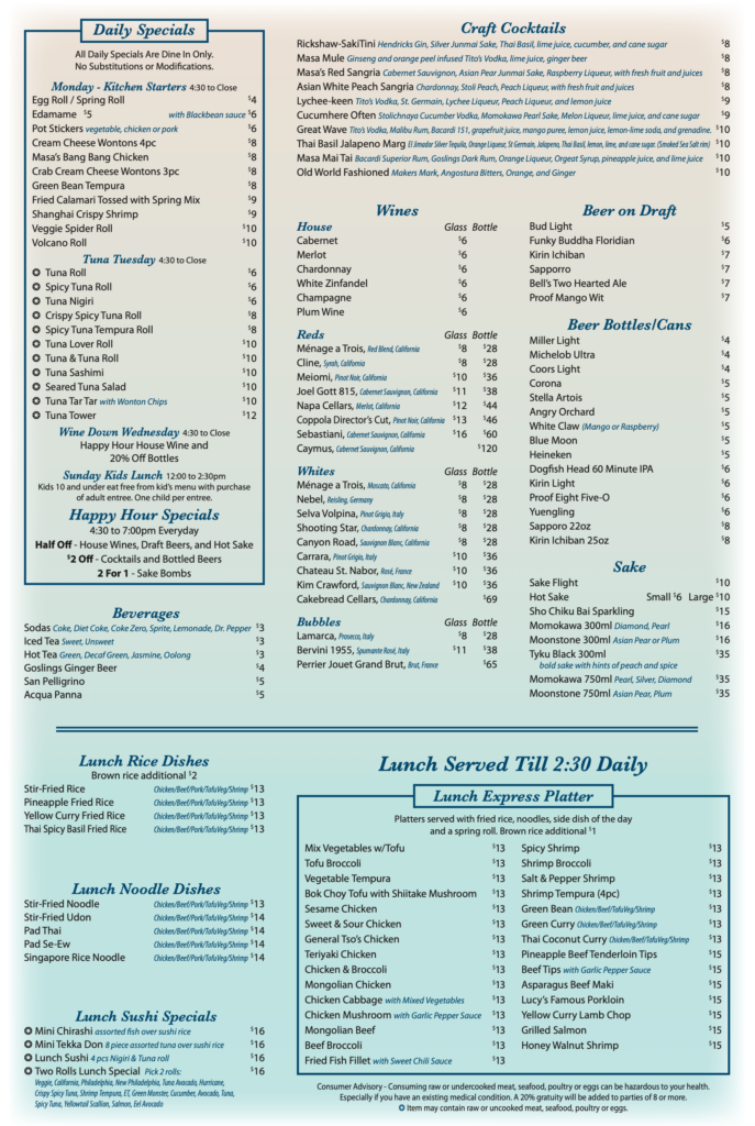The Menu | MASA Tallahassee