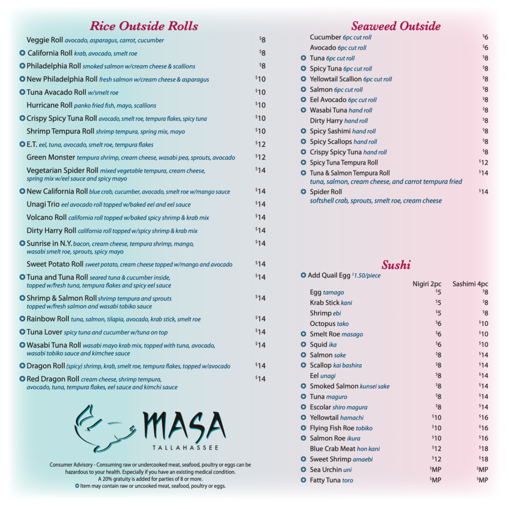 The Menu | MASA Tallahassee